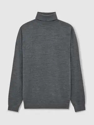 REISS Slim-fit Merino Wool Roll Neck Jumper - Grey