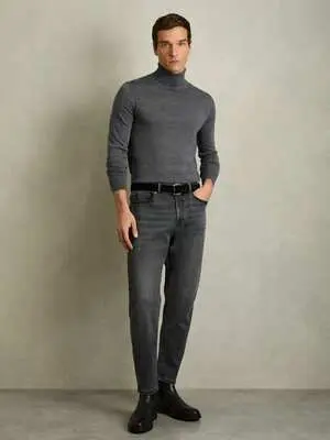 REISS Slim-fit Merino Wool Roll Neck Jumper - Grey