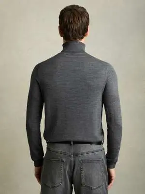 REISS Slim-fit Merino Wool Roll Neck Jumper - Grey