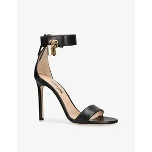 TOM FORD Padlock Leather Heeled Sandals 4.13 - Black