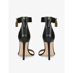 TOM FORD Padlock Leather Heeled Sandals 4.13 - Black