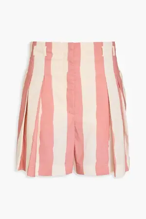 Philosophy Di Lorenzo Serafini Pleated Striped Cotton-blend Poplin Shorts - Antique Rose