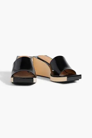 MAISON MARGIELA Mm22 Glossed-leather Wedge Mules