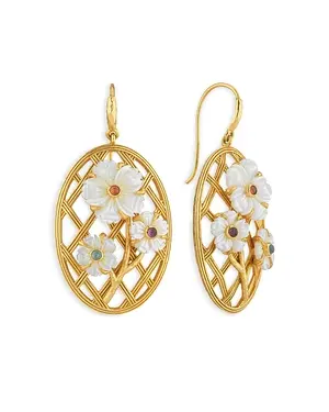 CAPUCINE DE WULF Flower Lattice Drop Earrings - Gold