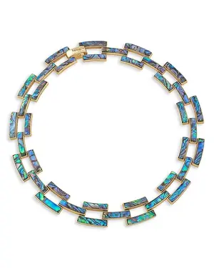CAPUCINE DE WULF 18k Plated Pathway Link Collar Necklace - Abalone