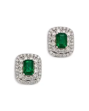 Bloomingdale'S Emerald & Diamond Stud Earrings - Green/white Gold