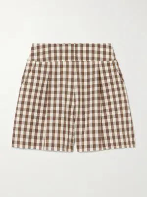 Veronica Beard Haina Gingham Cotton-blend Seersucker Shorts