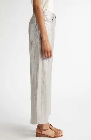 Max Mara Malika Metallic Coated Linen Wide Leg Pants