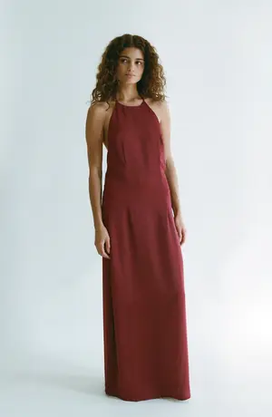 ALL MY LOVE Lydia Maxi Dress Halterneck - Cherry
