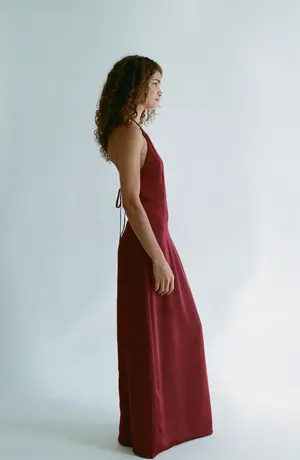 ALL MY LOVE Lydia Maxi Dress Halterneck - Cherry