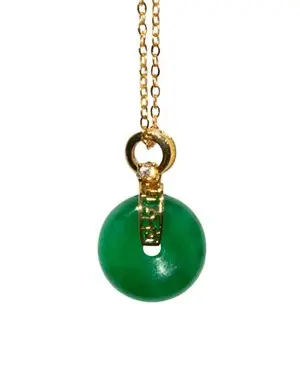 SEREE Donut Jade Pendant Necklace - Green
