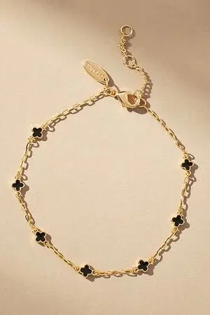Anthropologie Clover Chain Wrap Bracelet - Black
