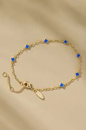 Anthropologie Clover Chain Wrap Bracelet Blue