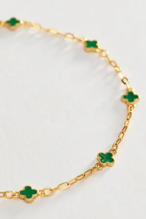 Anthropologie Clover Chain Wrap Bracelet - Grass