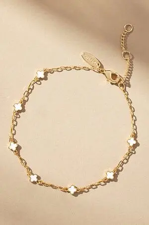 Anthropologie Clover Chain Wrap Bracelet Ivory