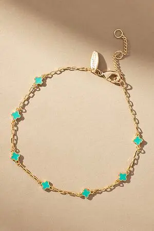 Anthropologie Clover Chain Wrap Bracelet Kelly