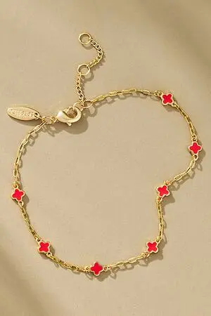 Anthropologie Clover Chain Wrap Bracelet Red