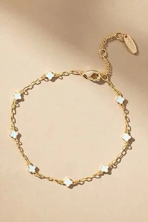 Anthropologie Clover Chain Wrap Bracelet Sky