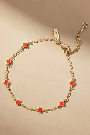 Anthropologie Clover Chain Wrap Bracelet Tomato