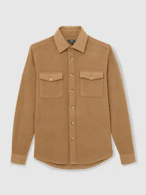 REISS Demari Twin-pocket Overshirt With Wool - Camel