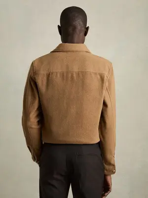 REISS Demari Twin-pocket Overshirt With Wool - Camel