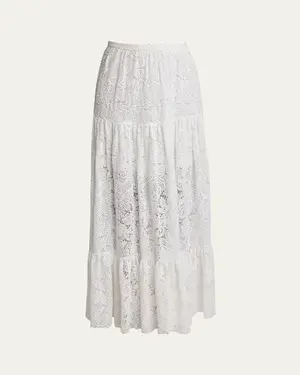 Erdem Floral Lace Tiered Skirt