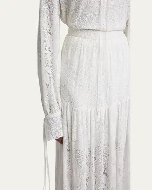 Erdem Floral Lace Tiered Skirt