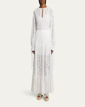 Erdem Floral Lace Tiered Skirt