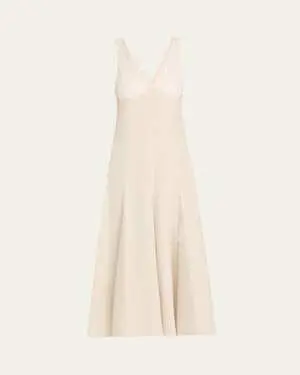 Maria Mcmanus V-neck Lace Godet Dress - Ivory
