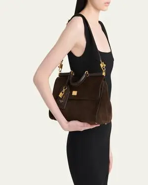 Dolce & Gabbana My Sicily Suede And Leather Top-handle Bag
