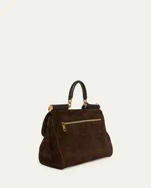 Dolce & Gabbana My Sicily Suede And Leather Top-handle Bag