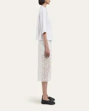 Maria Mcmanus Lace Ruched Pencil Skirt - White