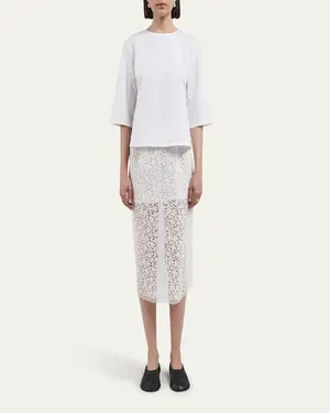 Maria Mcmanus Lace Ruched Pencil Skirt - White