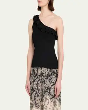 Zimmermann Rhiannon Frill Asymmetric Tank Top