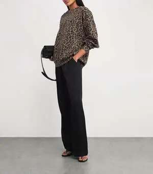 ANINE BING Leopard Print Miles Sweatshirt - Brown