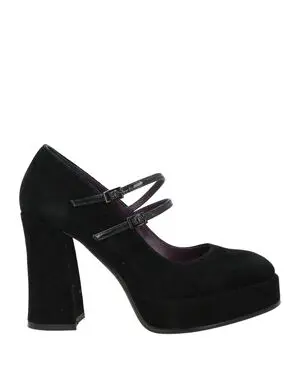 APEPAZZA Suede Mary Jane Pumps With Buckle Fastening And Geometric Heel