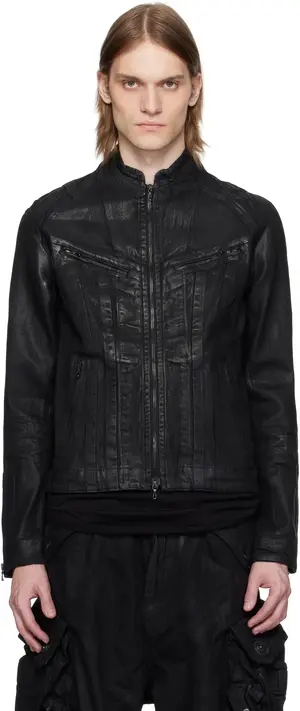 最新‼️ JULIUS 26SS Seamed Skinny Jacket Julius Seamed Riders Denim Jacket In Black - 22% Off | Editorialist