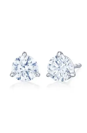 Kwiat Round Diamond Stud Earrings - White Gold
