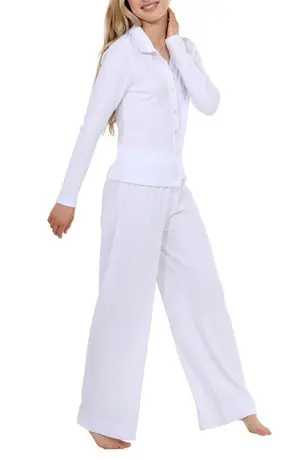 Honeydew Intimates Coffee Club Waffle Knit Pajamas - White