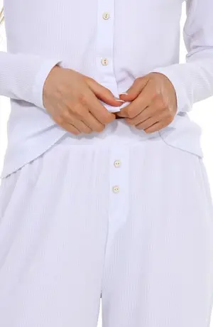 Honeydew Intimates Coffee Club Waffle Knit Pajamas - White
