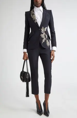 Alexander McQueen Banshee Embroidery Leaf Crepe Blazer