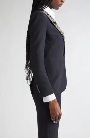 Alexander McQueen Banshee Embroidery Leaf Crepe Blazer