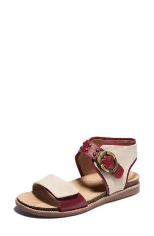 HALSA FOOTWEAR Bari Sandal - Dark Red/ Natural