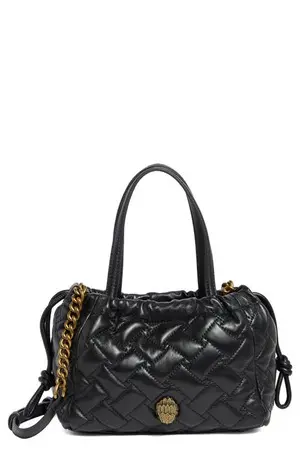 Kurt Geiger Small Kensington Leather Drawstring Tote - Black