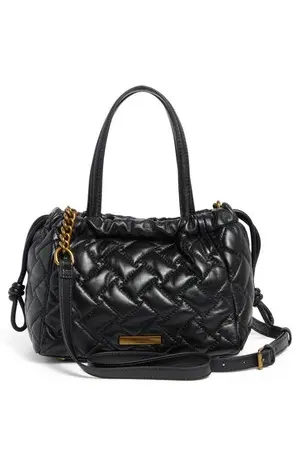 Kurt Geiger Small Kensington Leather Drawstring Tote - Black