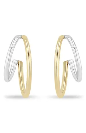 Zoe Chicco Two-tone Double Hoop Earrings - 14k Yellow Gold