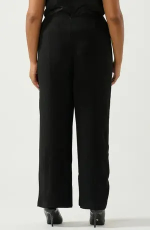 ESTELLE Hollywood Waist Straight Leg Pants - Black