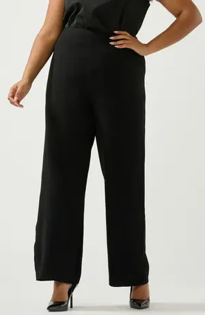 ESTELLE Hollywood Waist Straight Leg Pants - Black