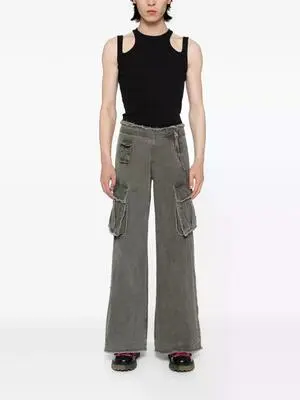 GROUND ZERO Frayed Cargo Trousers - Green