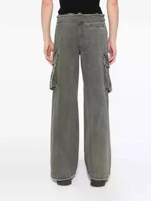 GROUND ZERO Frayed Cargo Trousers - Green
